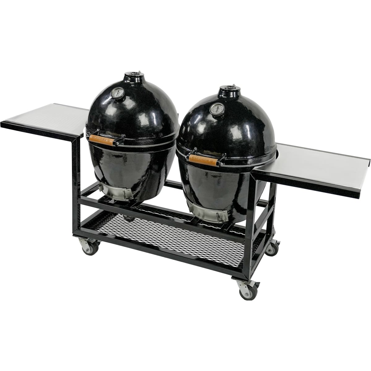 Double Cast Iron Kamado Cookers w/ stainless steel Shelving