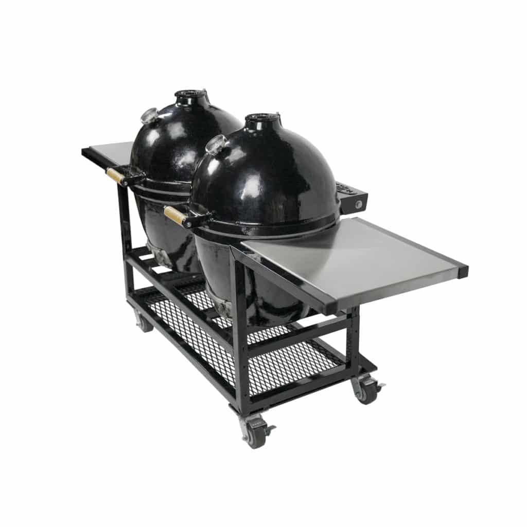 Double Cast Iron Kamado Cookers w/ stainless steel Shelving